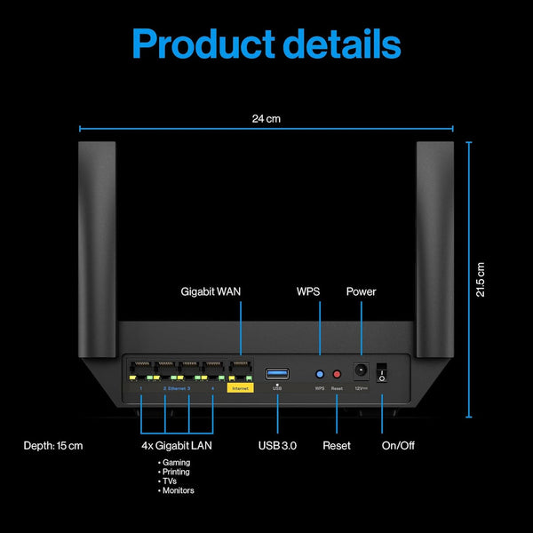 Router Linksys LN3121 | Wi-Fi 6 | AX5400 | Gigabit - Multimax
