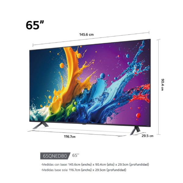 Televisor LG QNED80 | 65" | 4K | HDMI | USB | Wi-Fi | Bluetooth - Multimax