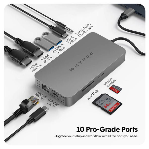 Adaptador Multipuertos Hyper HDM1H | 2 en 1 | HDMI | USB-C | USB-A | m ...